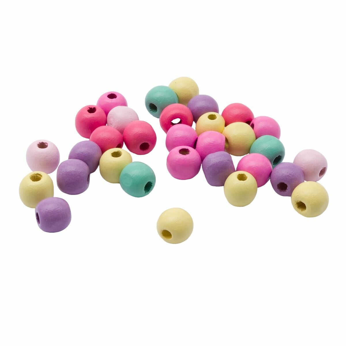 4AR399 Бусины деревянные, цветной микс, круглые, 12мм, 18гр, 30шт/упак, Astra&Craft (Светлый микс)