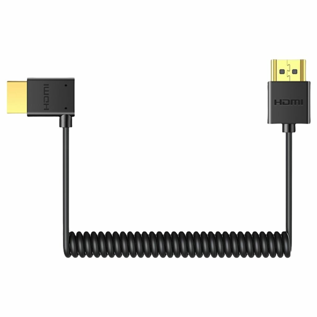 Пружинный кабель 2.0HDM-hdmi 4K/60 Гц с левым изгибом длиной от 0,3 м до 1,2 м