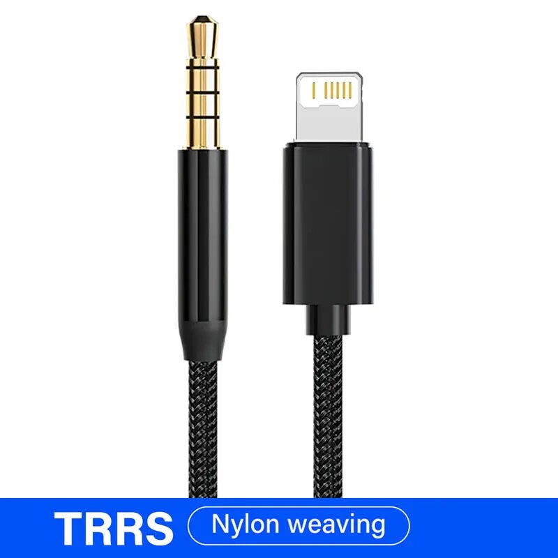 Золотой кабель AUX для iPhone TRRS, 1m