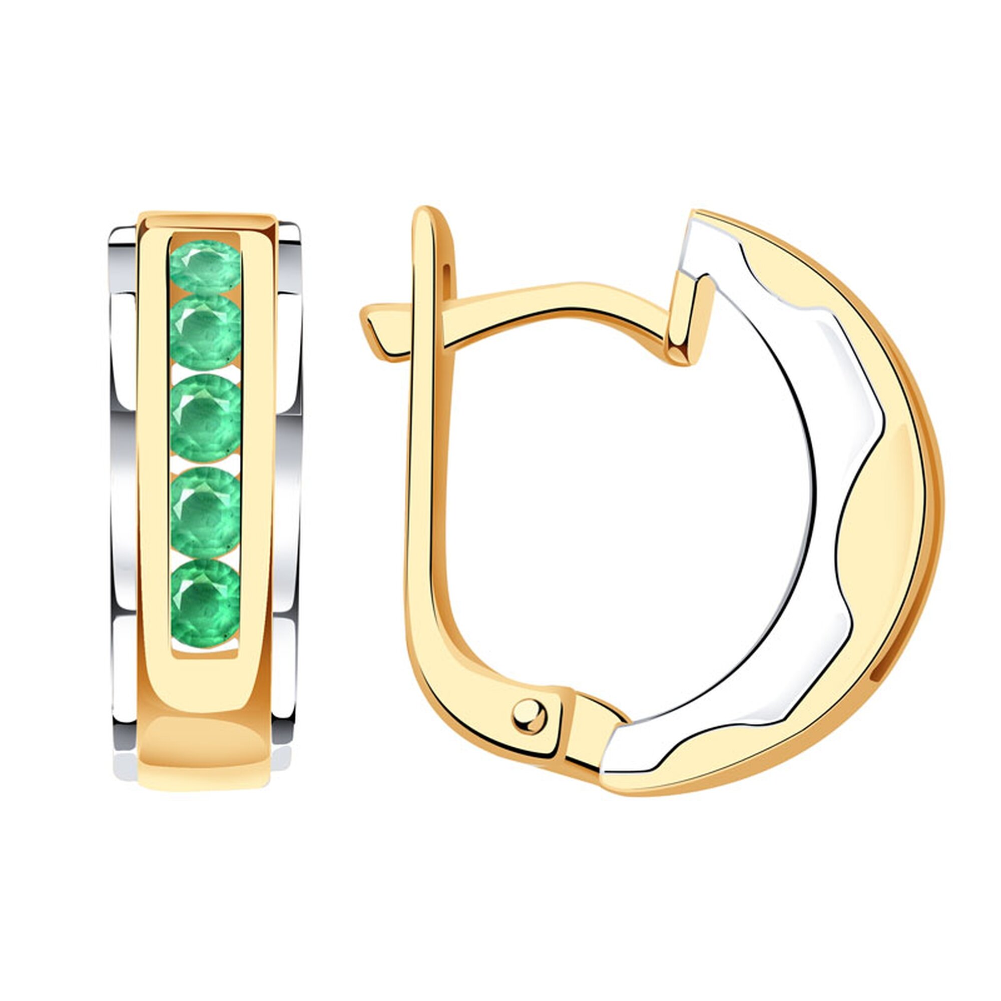 Серьги, красное золото, 585 проба, изумруд