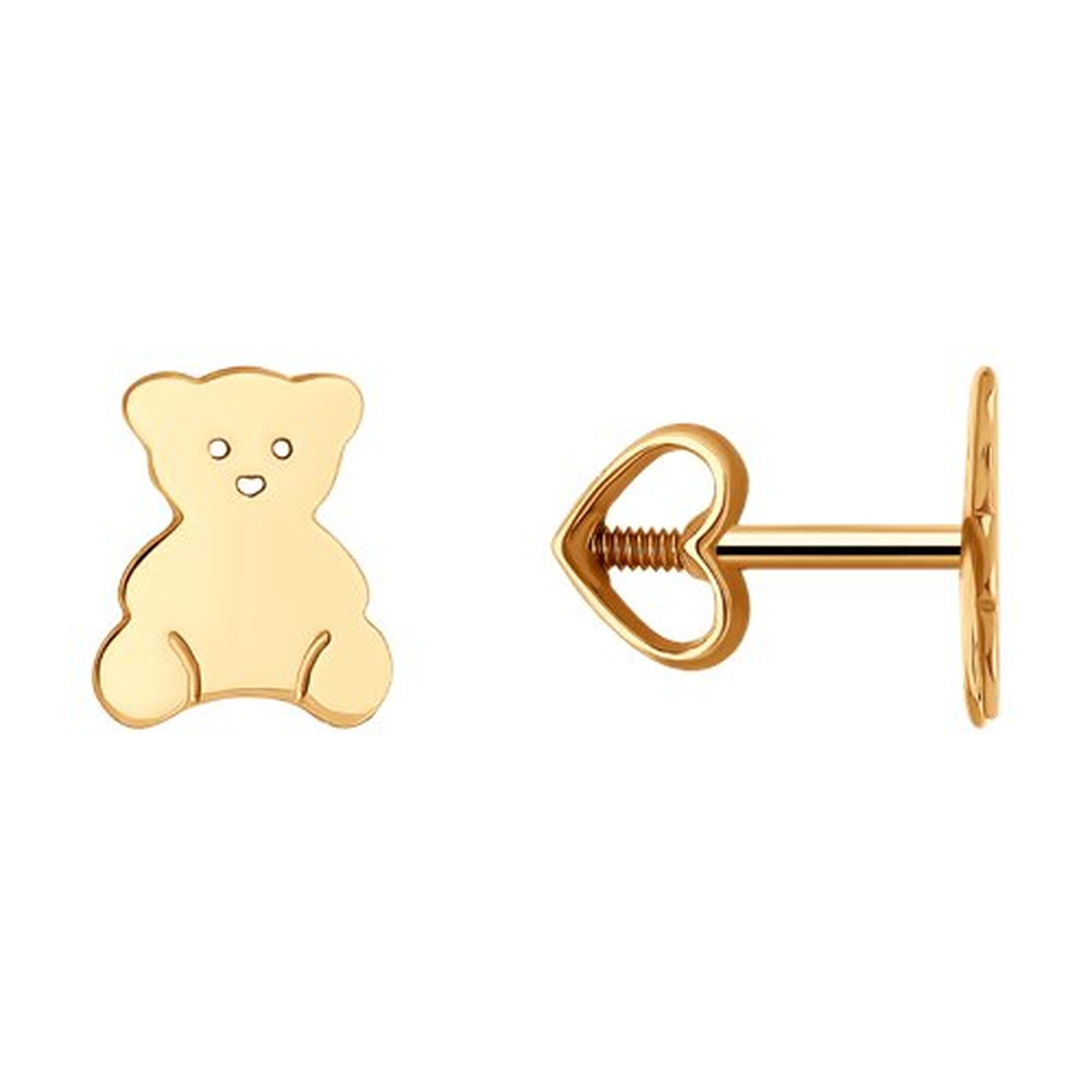 Серьги пусеты, красное золото, 585 проба