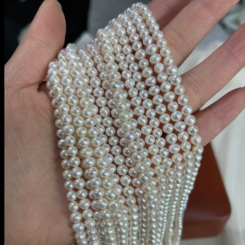Натуральный жемчуг 4-5 мм белые бусины 4-5MM