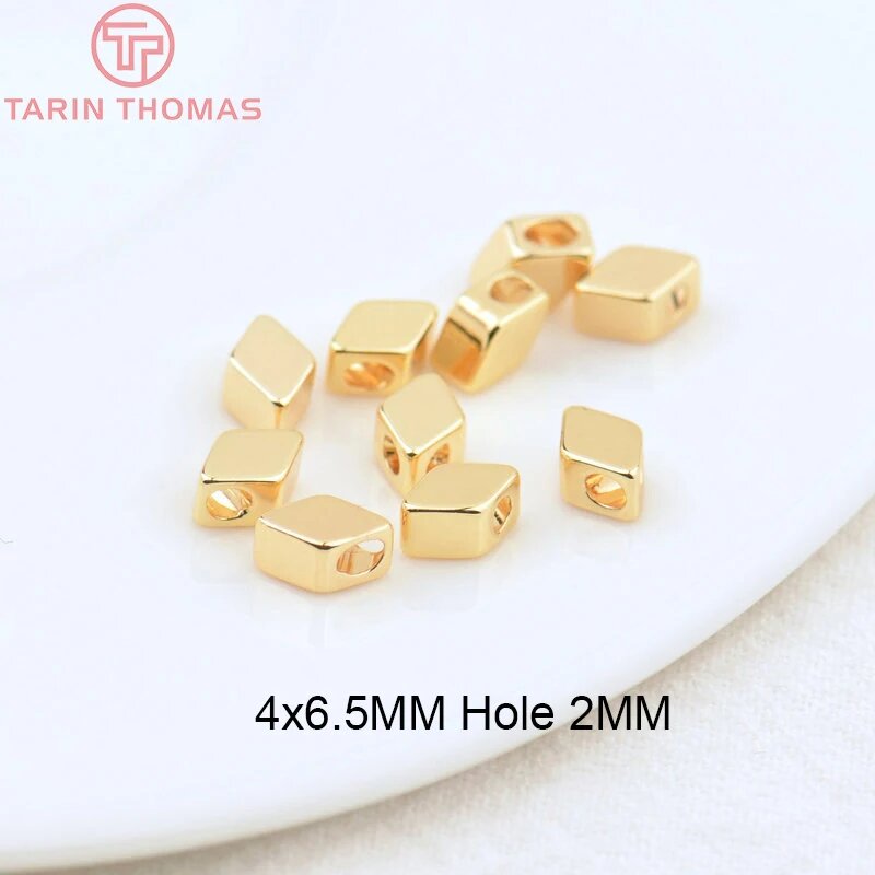 TARIN THOMAS Латунные квадратные бусины 24К золото 4x4 мм 20 шт 3379-24K Gold Color