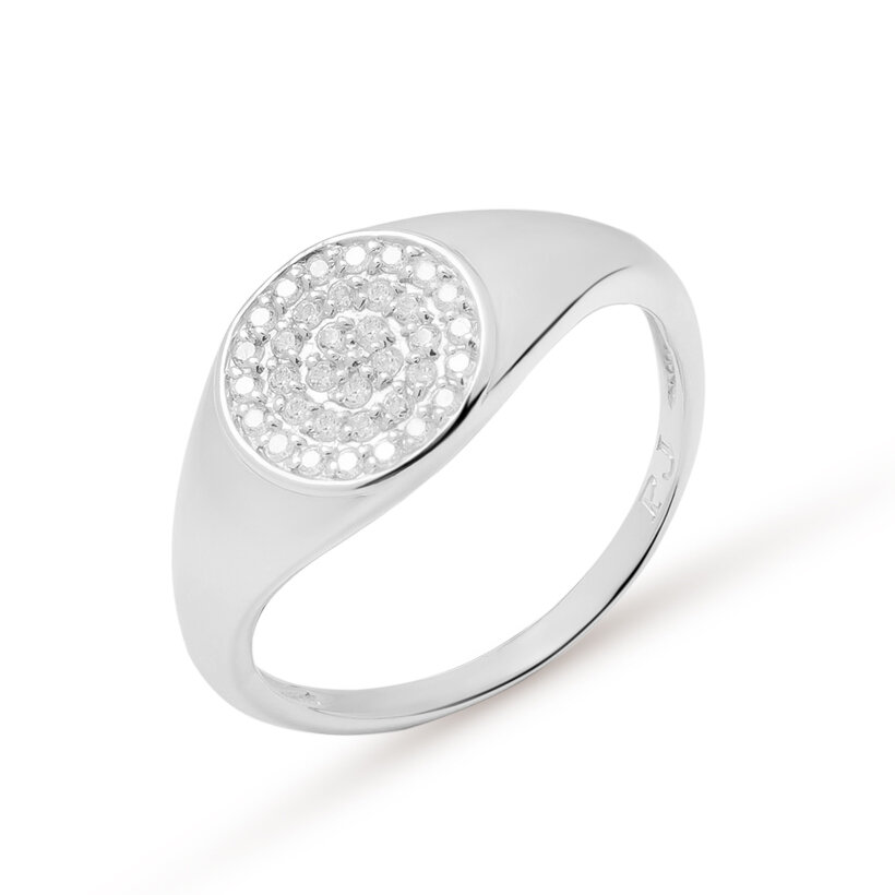 Печатка, серебро, 925 проба, родирование, фианит