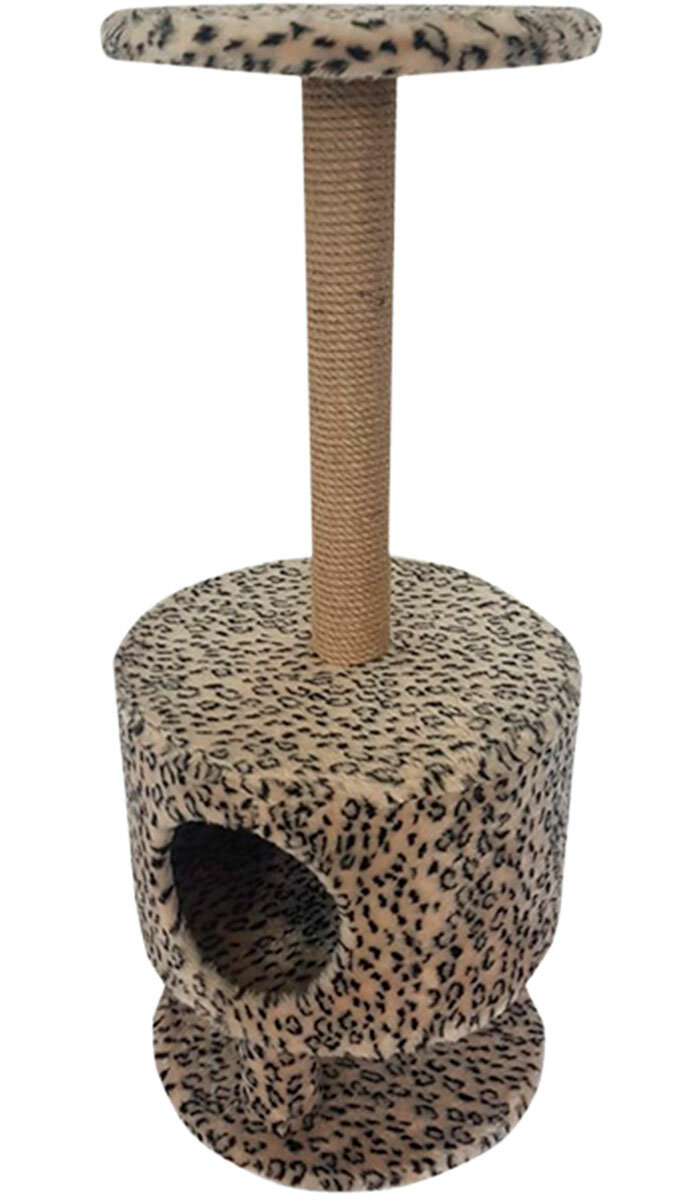 Домик Круглый на ножках Пушок мех бежевый леопард (1 шт)