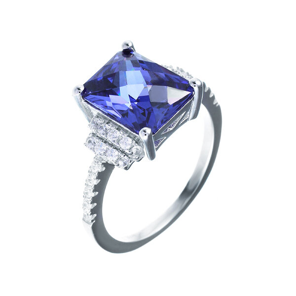 Кольцо, серебро, 925 проба, родирование, циркон