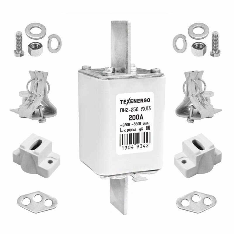 Предохранитель ПН2 250/200А в комплекте с контакт основанием и крепежными деталями PLPN2-250-200