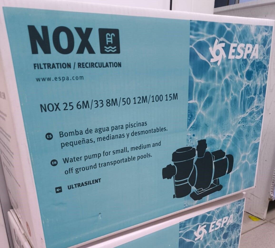 Насос Espa Nox 33 8M с префильтром для бассейнов, циркуляционный, 850Вт, 14м, 150 л/мин, 220 В, черный, Испания