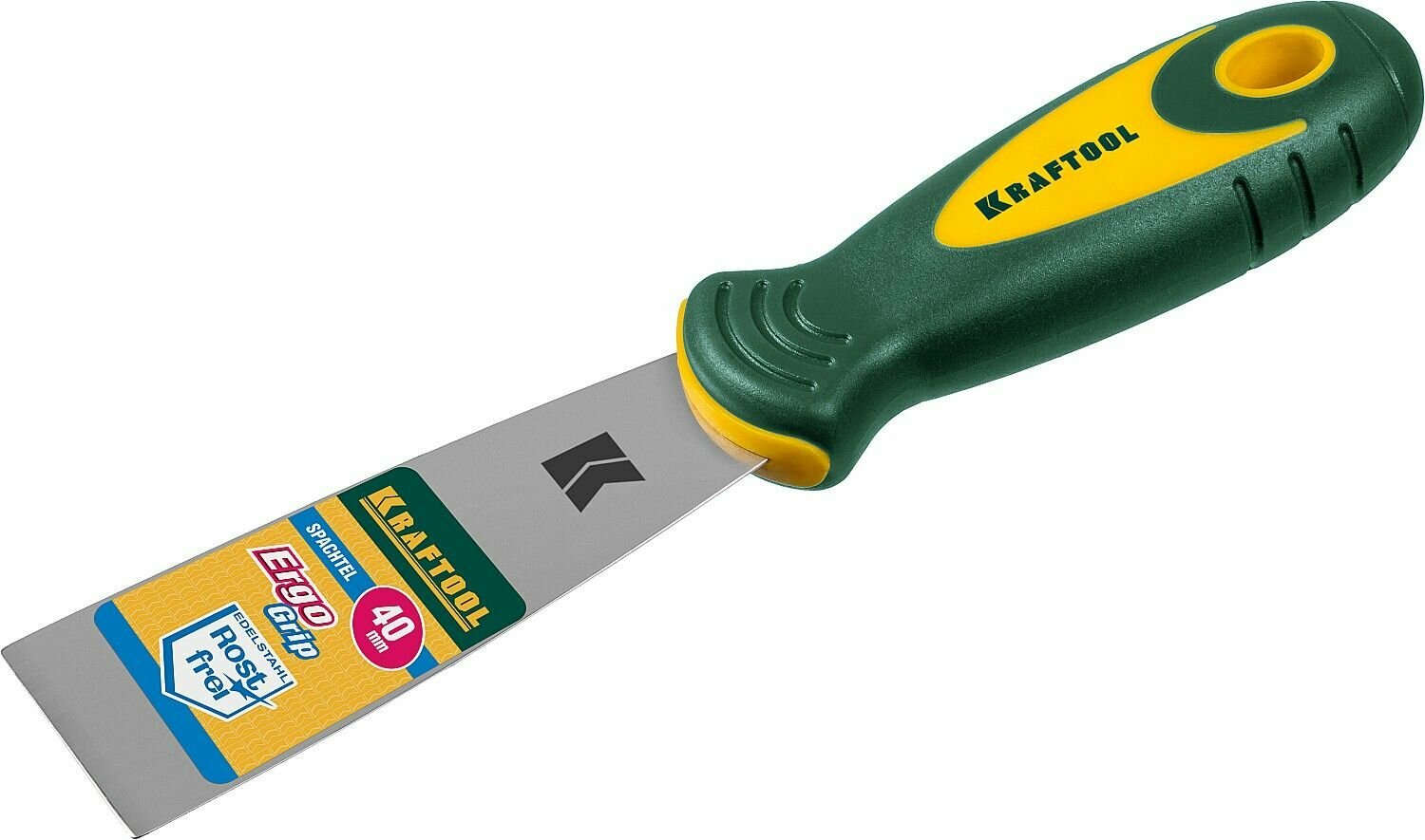 KRAFTOOL 40 мм, х-образное профилированное полотно, двухкомпонентная ручка, нержавеющий, шпатель (10035-040)