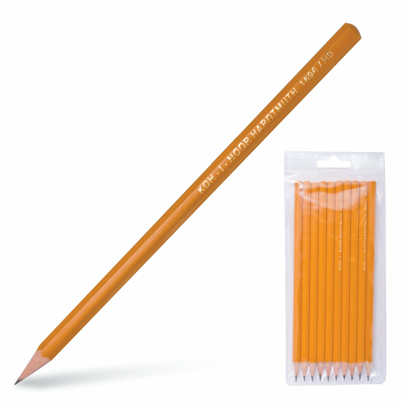 Набор чернографитных карандашей KOH-I-NOOR 10 шт, 2В-2Н, 6-гранные, заточенные, технические