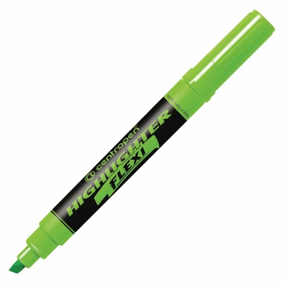 Текстовыделители Centropen "Highlighter Flexi", Super-flexible tip, 1-5 мм, зеленые, 10 шт (8542/1)