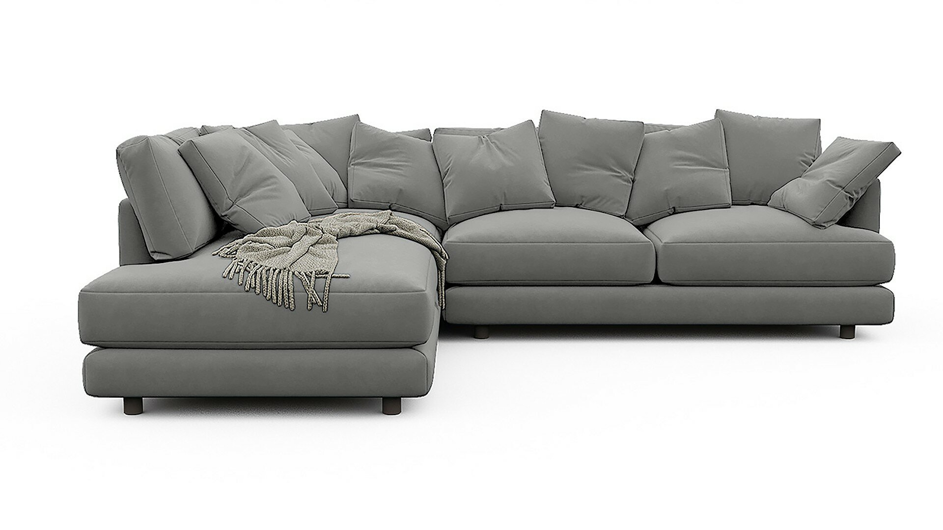 Угловой диван Ибица Velutto 52 велюр светло-серый 300*209*90 еврокнижка