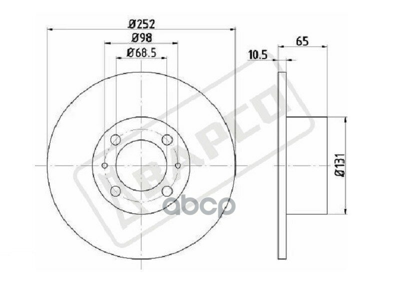 Диск тормозной ВАЗ 2101-2107 перед. BAPCO арт. BD0002