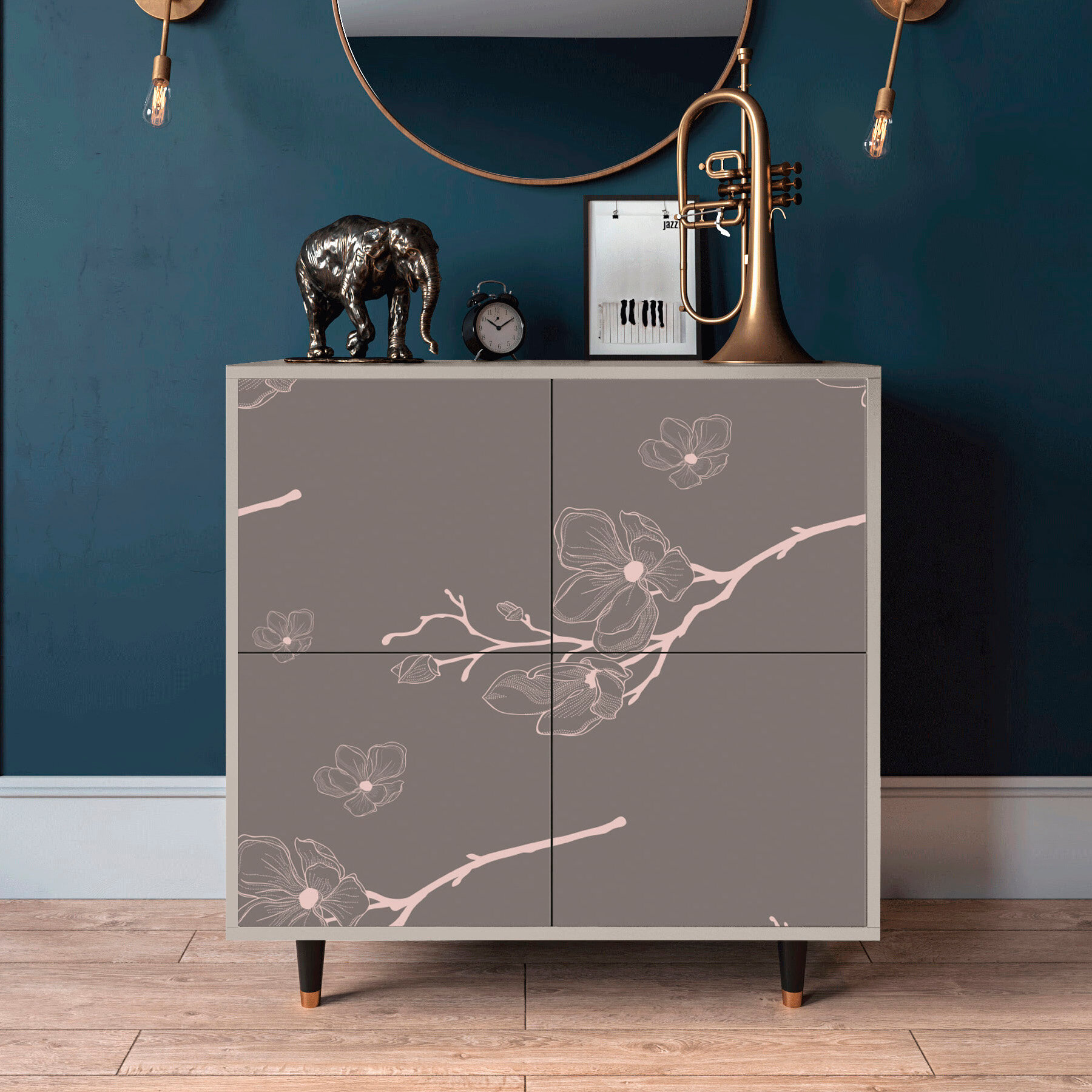 Комод - STORYZ - BS3 Cherry Blossom, Размер - 94 x 96 x 48 см, Цвет корпуса - Сатин