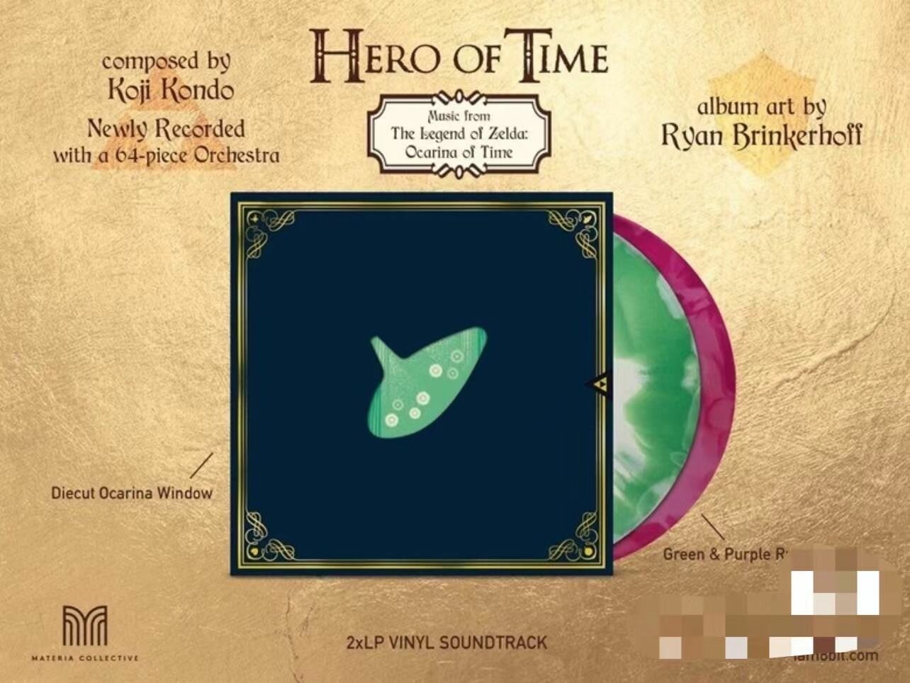 Hero Of Time OST из The Legend Of Zelda: Ocarina Of Time (Green-Purple White Splatter Limited Soundtrack) Зеленая и Фиолетовая с Белыми брызгами Виниловая Пластинка, Саундтрек Зельда