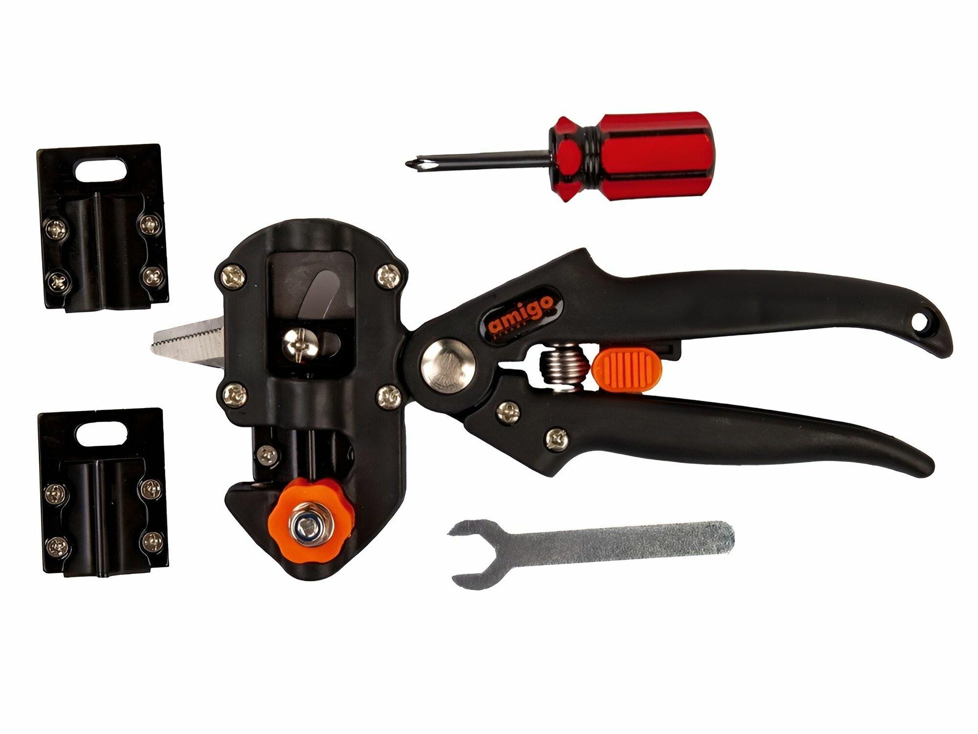 Секатор прививочный в чехле Amigo 76107 (+ сменные лезвия, лента и инструмент)
