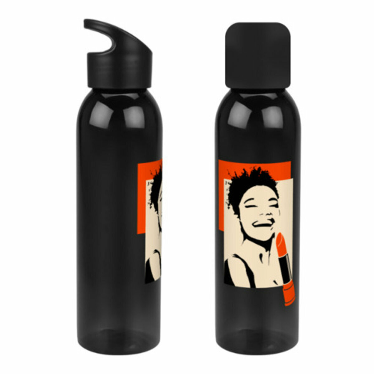 Бутылка для воды «Девушка с помадой» (черный)