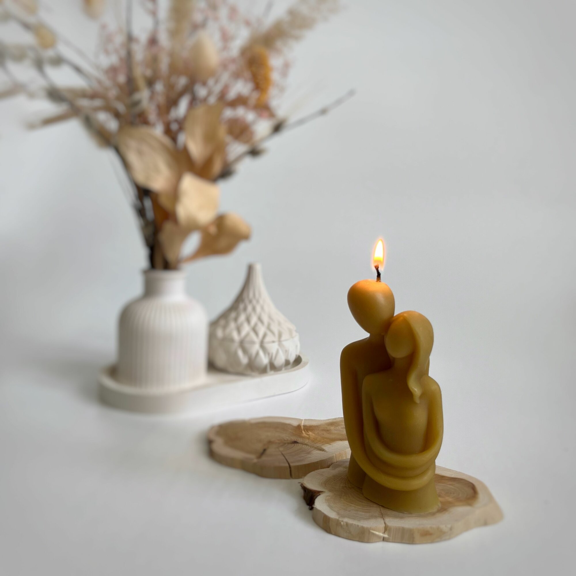 Свеча "Семейный очаг", натуральный медовый аромат, восковая свеча, пчелиный воск, 90гр