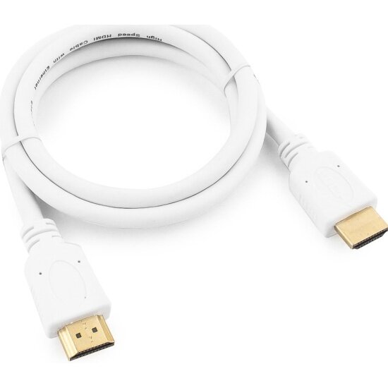 Кабель HDMI Cablexpert , 1м, v2.0, 19M/19M, белый, позол. разъемы, экран, пакет