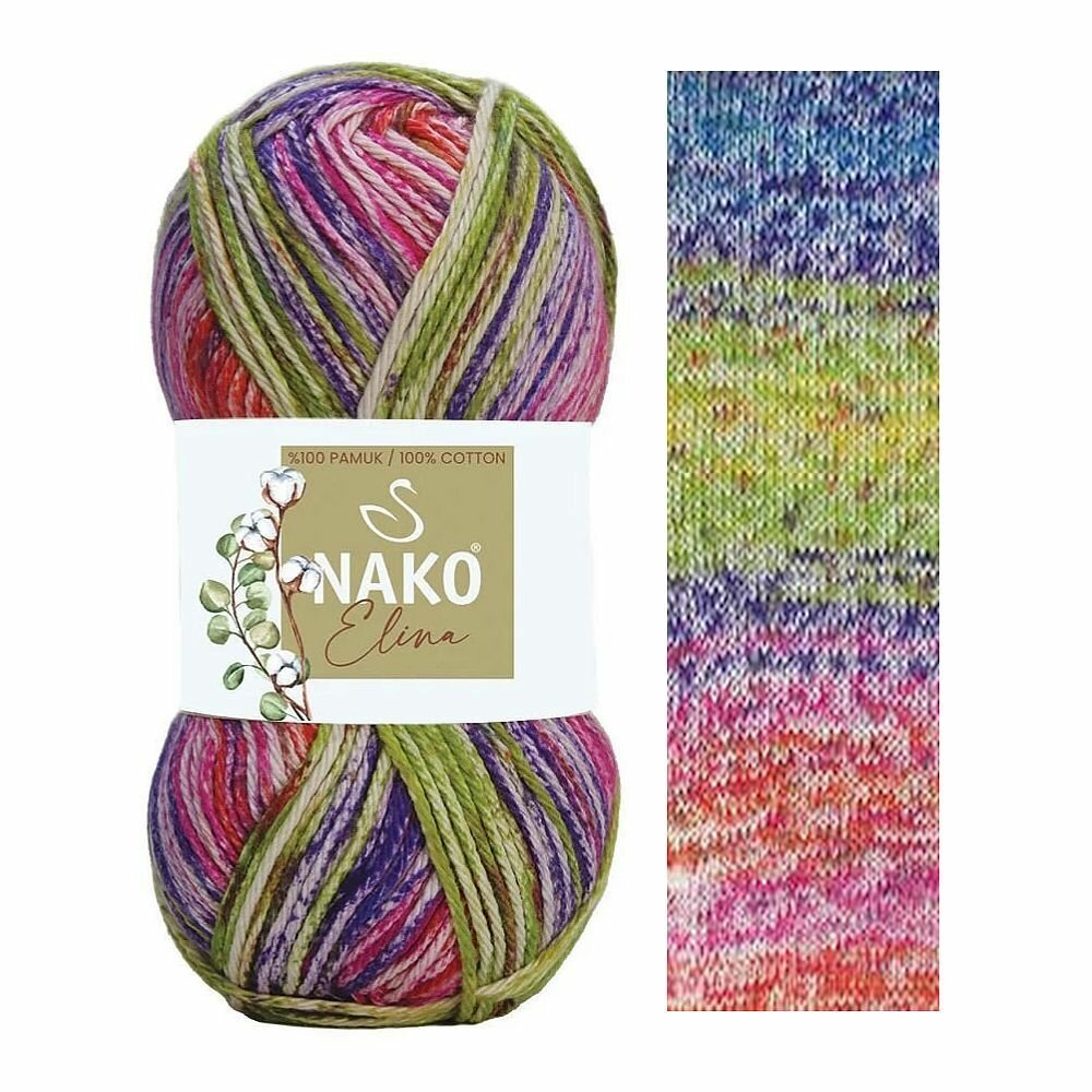 Пряжа Elina Nako, колор - 32845, 100% хлопок, 5 мотков, 100 г, 165 м.