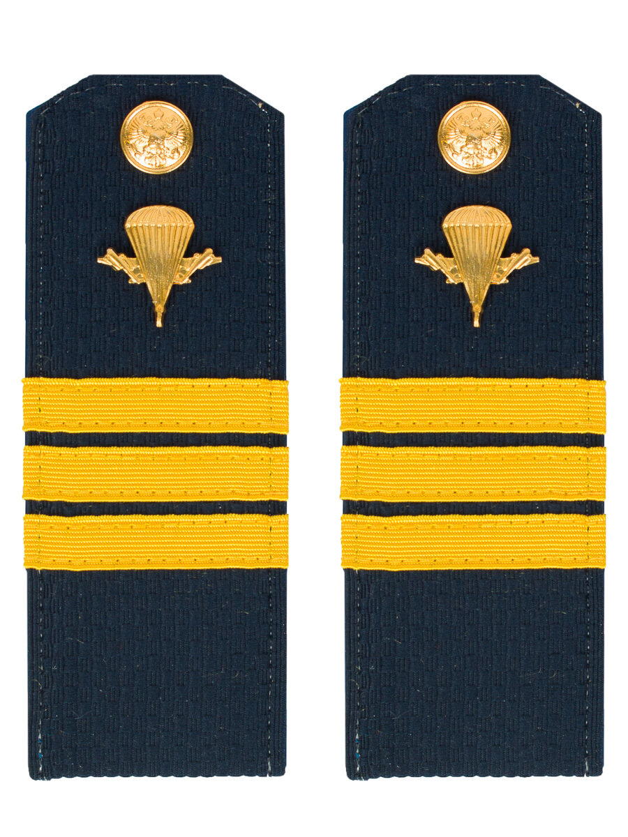 Погоны Вдв с фурнитурой синие с желтым галуном Сержант Пластиковые