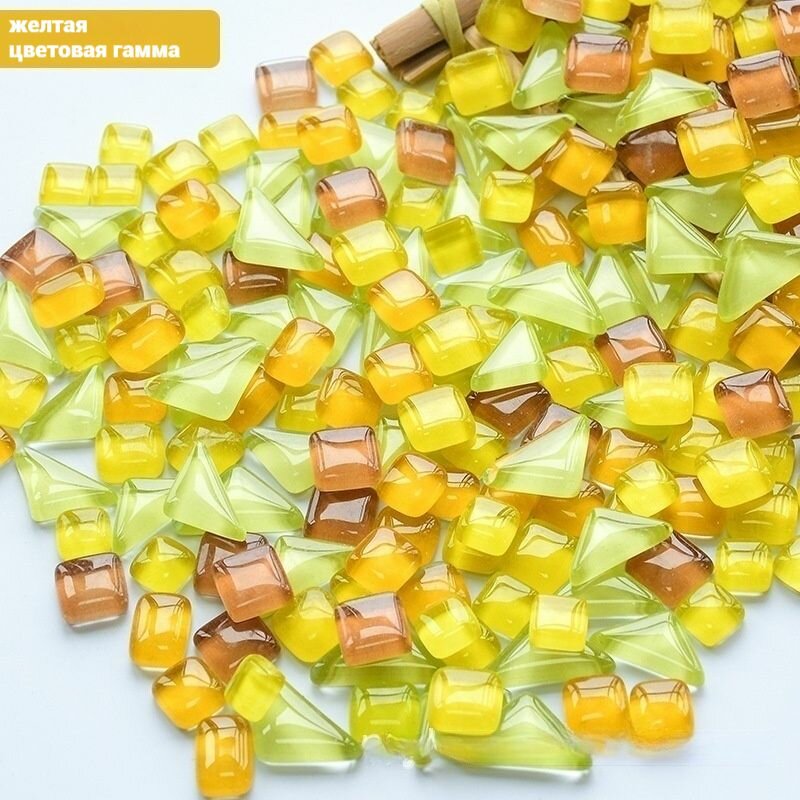 Стеклянная крошка, мозаика кусочки, около 140-160шт/200г