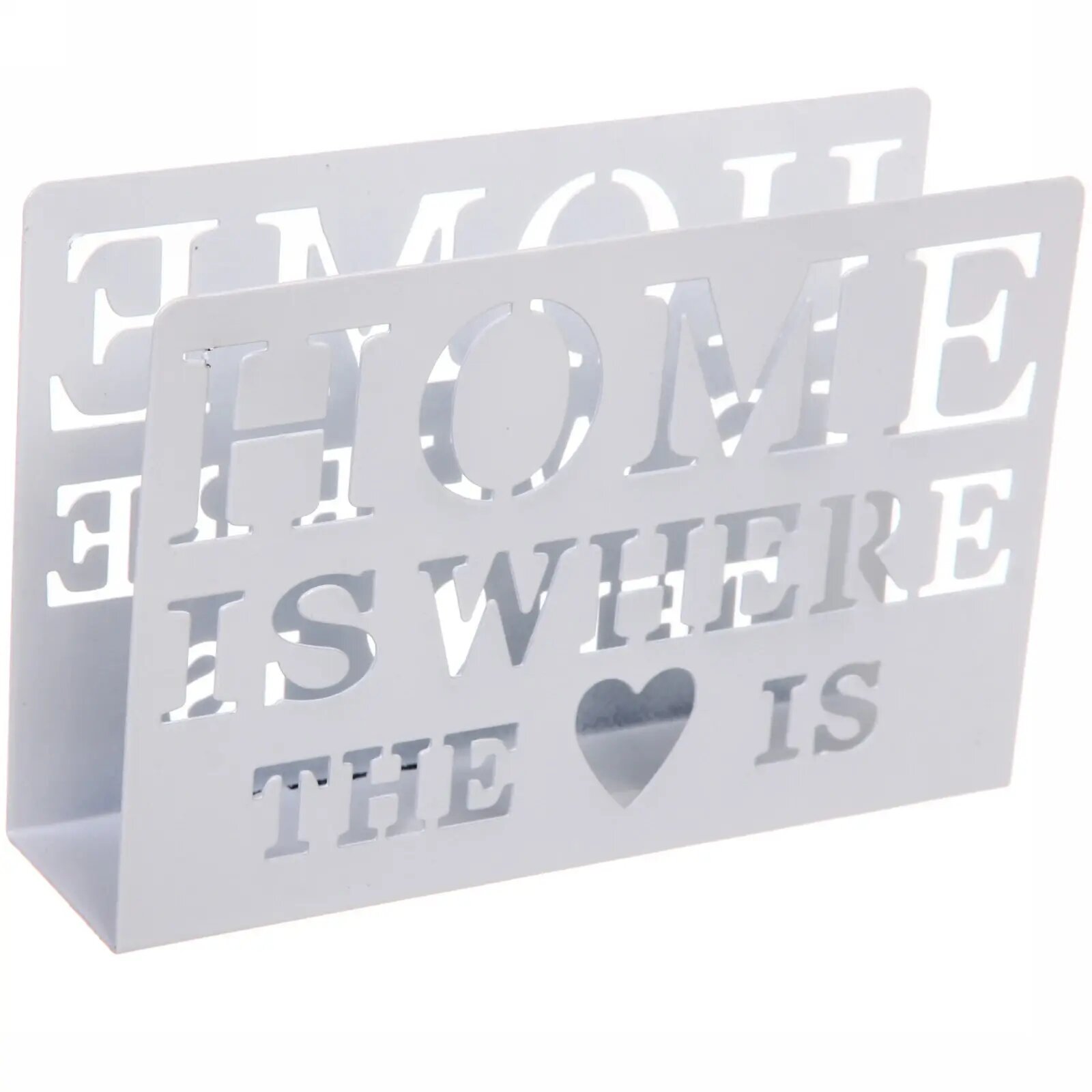Салфетница металлическая «Милый дом», декор «Home is where the heart is», 15х4х9 см, белая