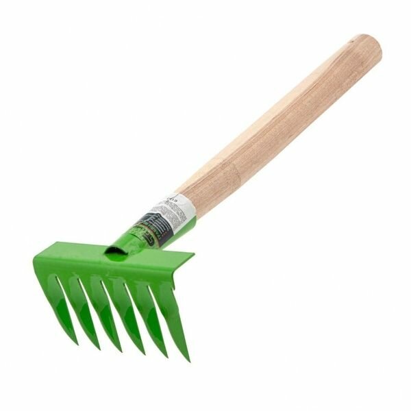 Садовые грабли Волжский сад 5 витых зубцов, с черенком, зеленые