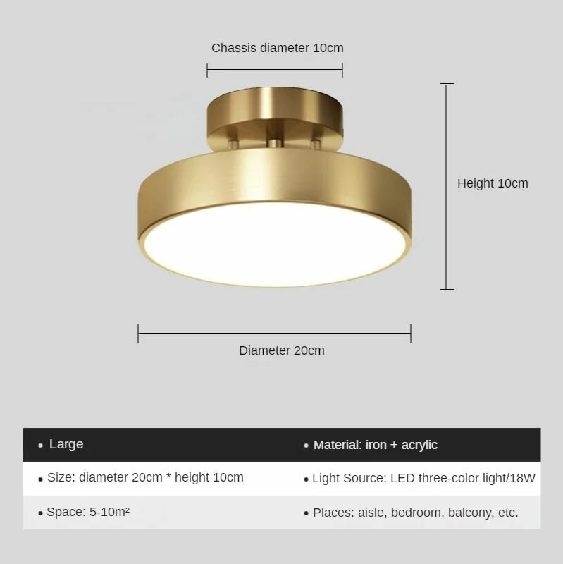 Чистый медный потолочный светильник,1,1,18, медь