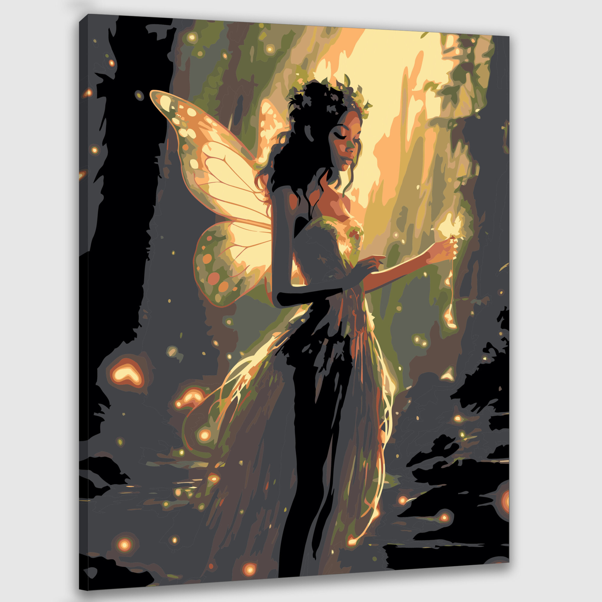 Картина по номерам 40x50 см, фея, крылья, сияние, магия, вдохновение, чудеса, заколдованный лес