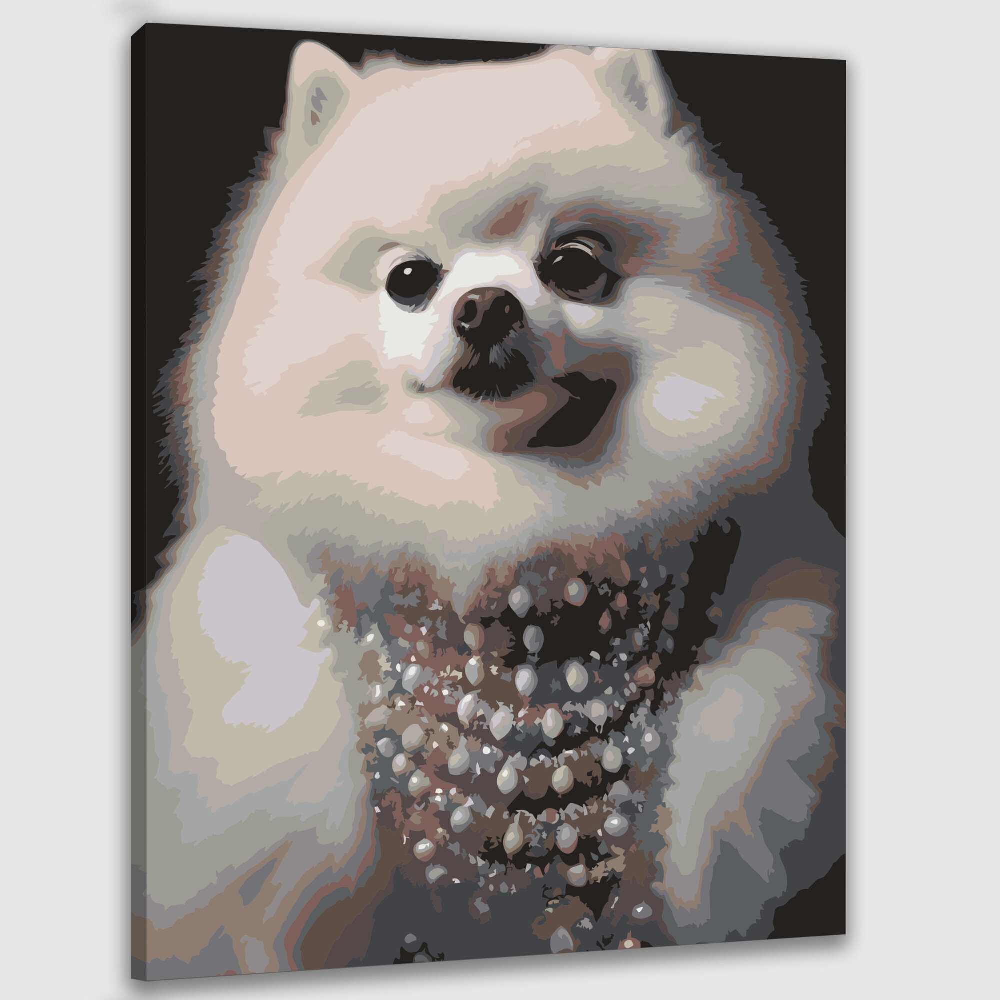 Картина по номерам 40x50 см, собака, шпиц, фотография, стильная, гламурная, обстановка, дизайнерский ошейник