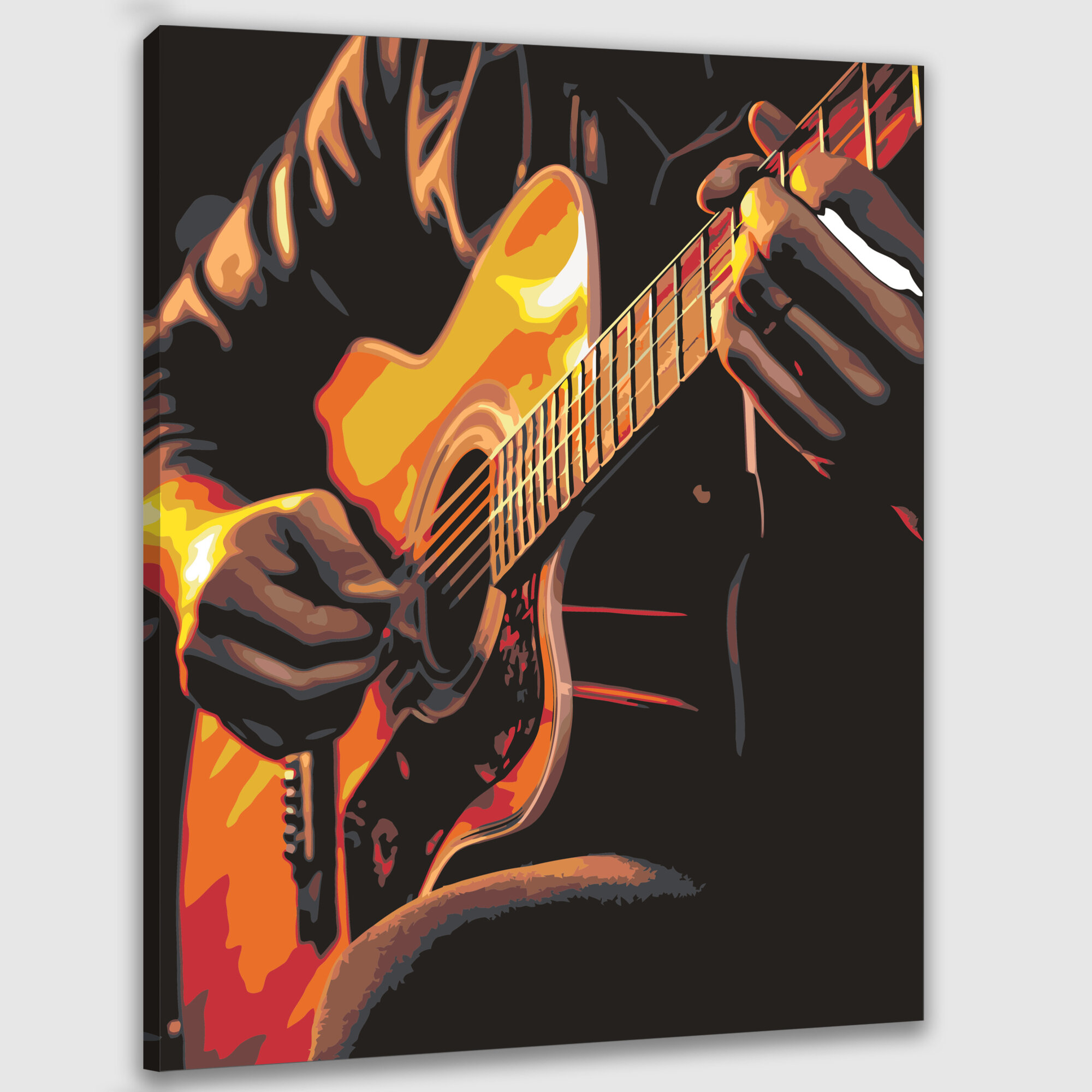 Картина по номерам 40x50 см, гитарист, инструмент, мастерство, страсть, пальцы, струны, энергия, эмоции, руки