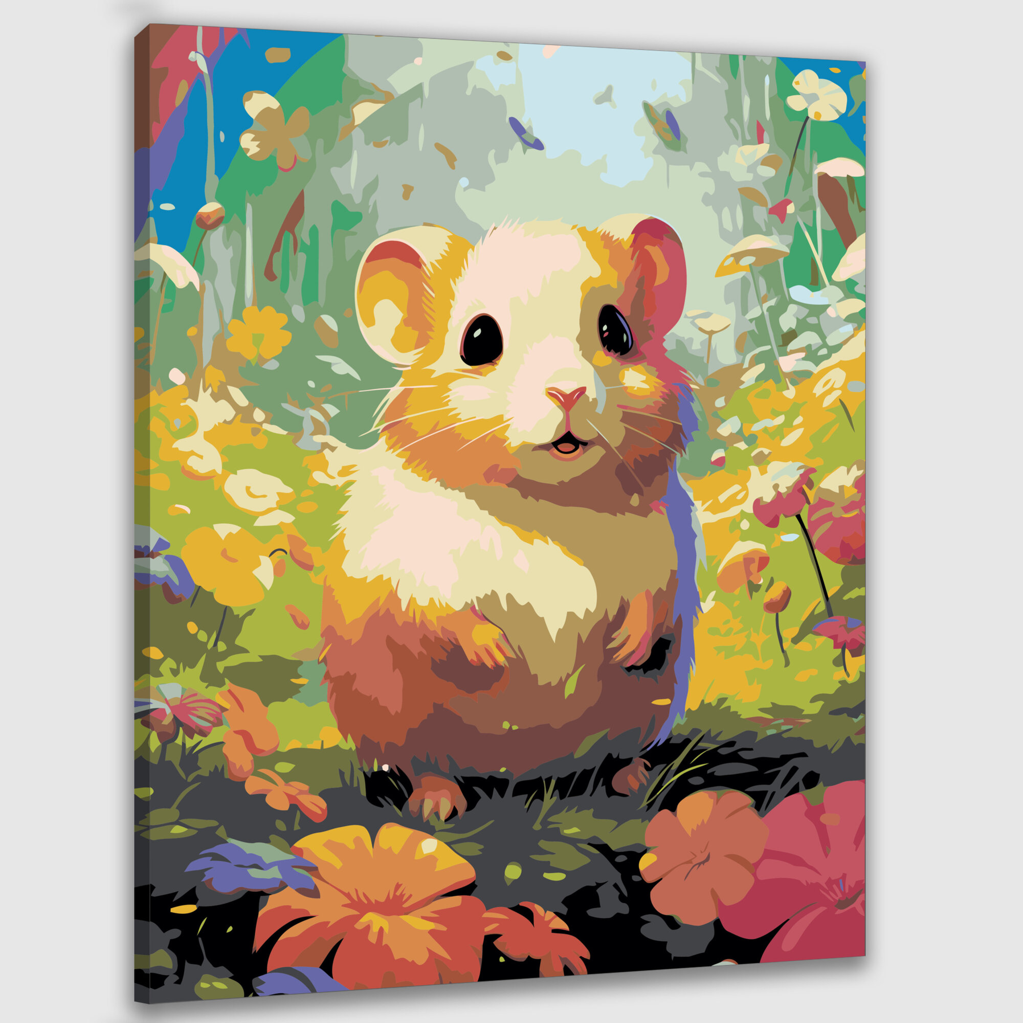 Картина по номерам 40x50 см, цифровая иллюстрация, хомяк, исследование, причудливый мир, взрыв красок, зеленая трава