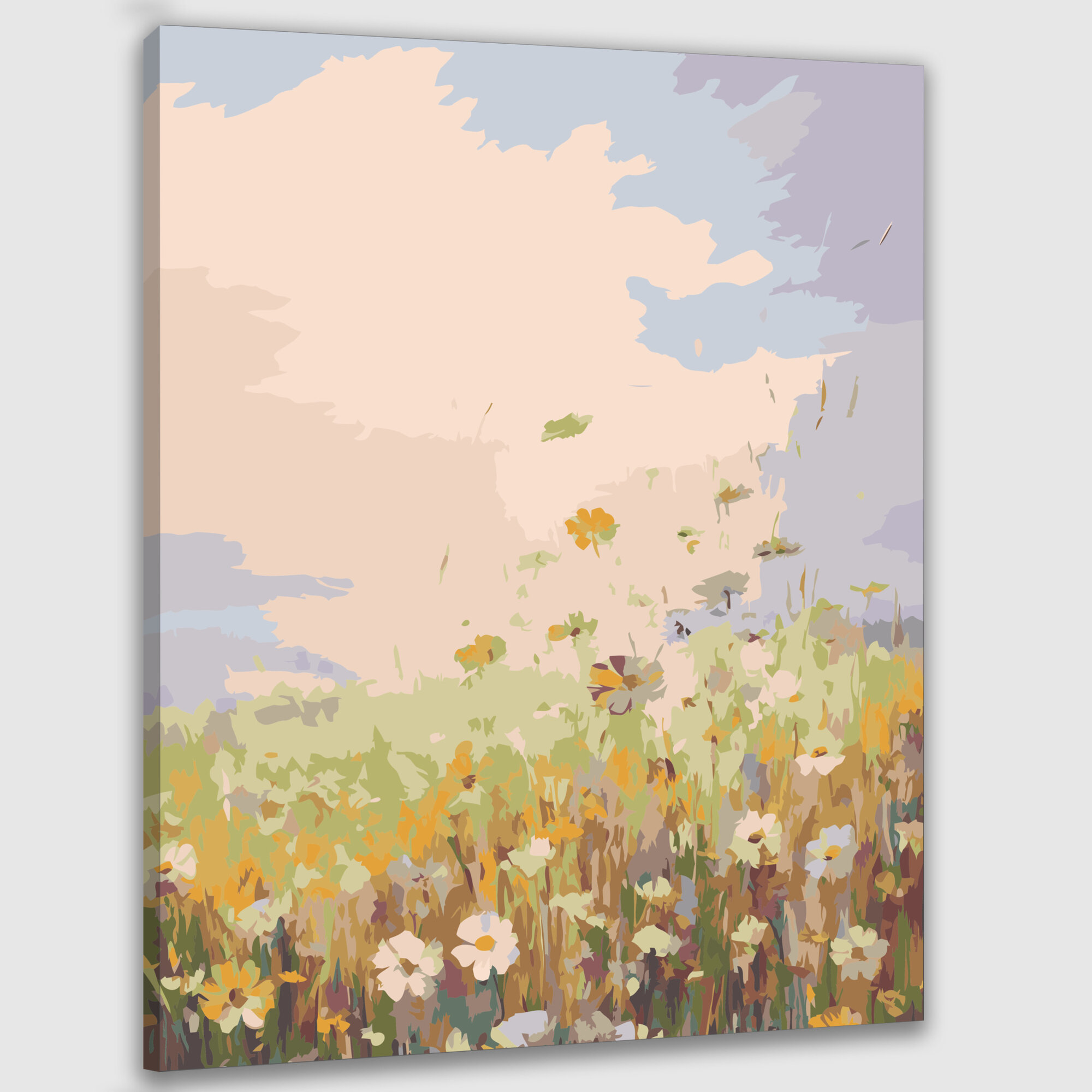 Картина по номерам 40x50 см, стиль импрессионизма, яркие цвета, композиция луг, полевые цветы, трава