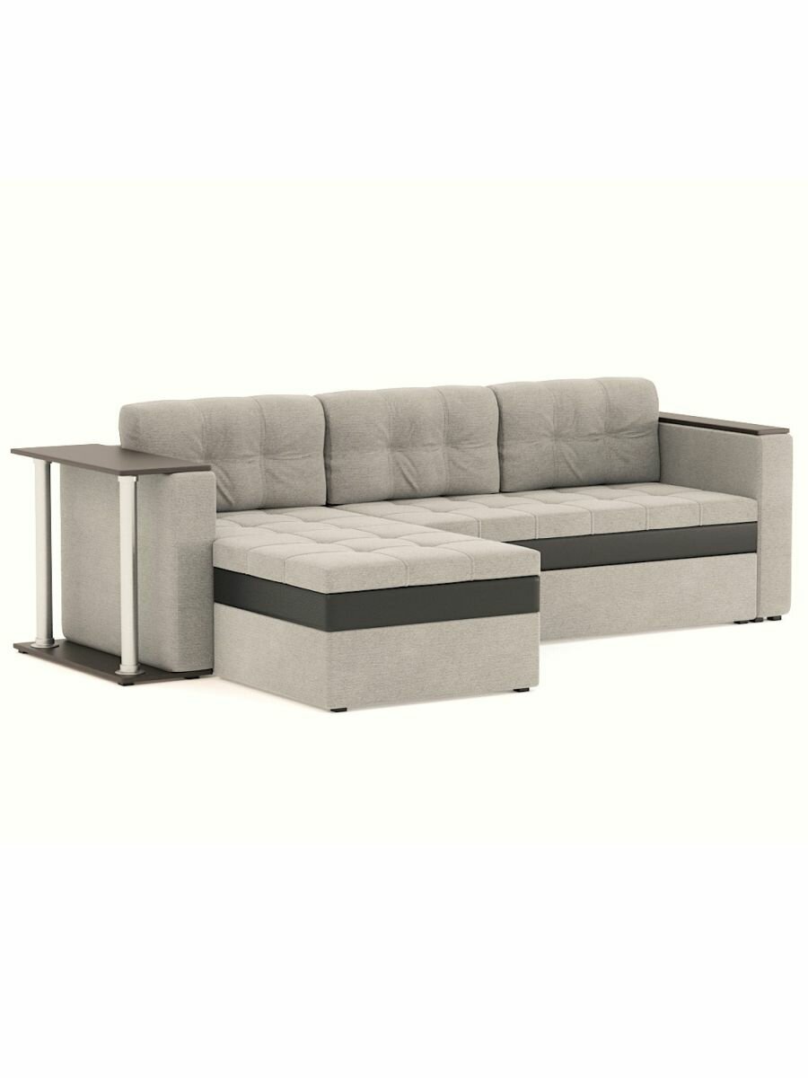 Угловой диван кровать Атланта угол универсальный со столиком Эконом рогожка Дрим Беж