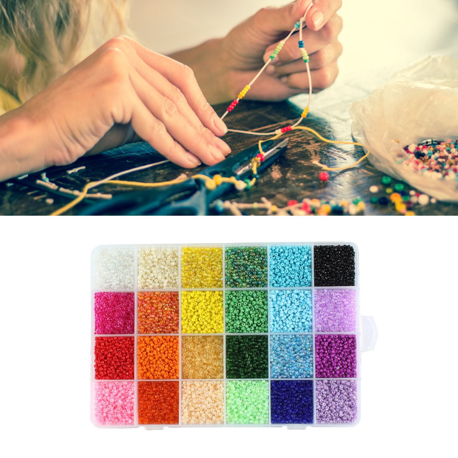 24 сетки, 3 мм, набор стеклянных бусин с ножницами, застежка-лобстер, эластичная нить, сделай сам, набор бисера для изготовления ювелирных изделий