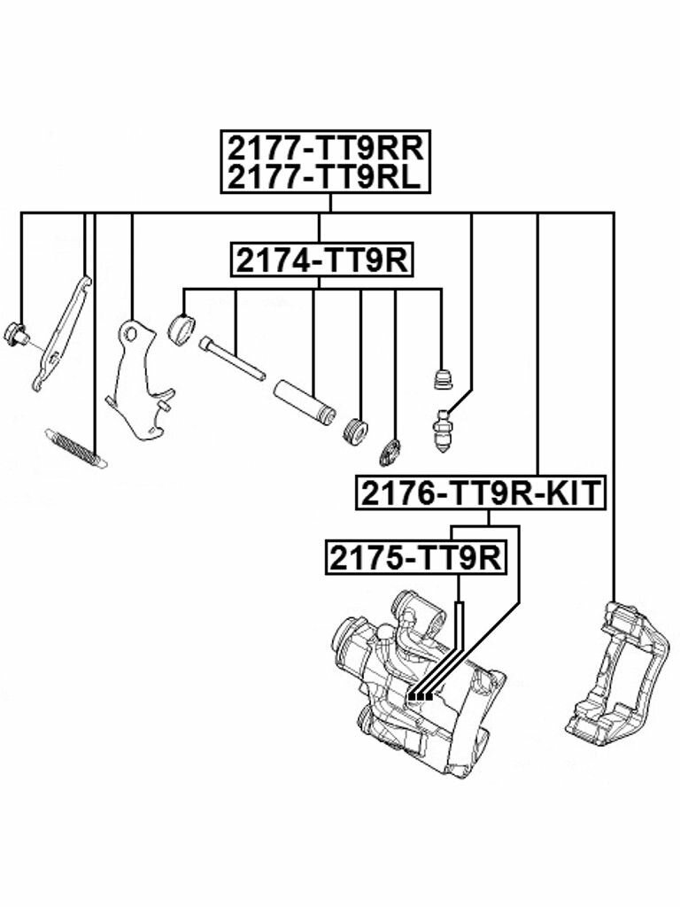 Поршень суппорта тормозного заднего ремкомплект d52 FORD, IVECO 2176-TT9R-KIT FEBEST.