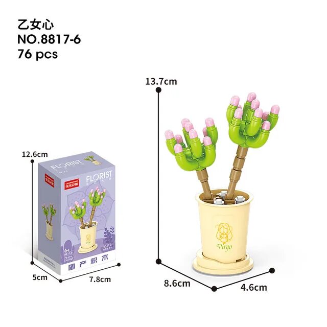 Детский мини-конструктор с цветами, набор строительных блоков для девочек, модель 3D, Детские кубики, развивающие игрушки, игры, детский букет