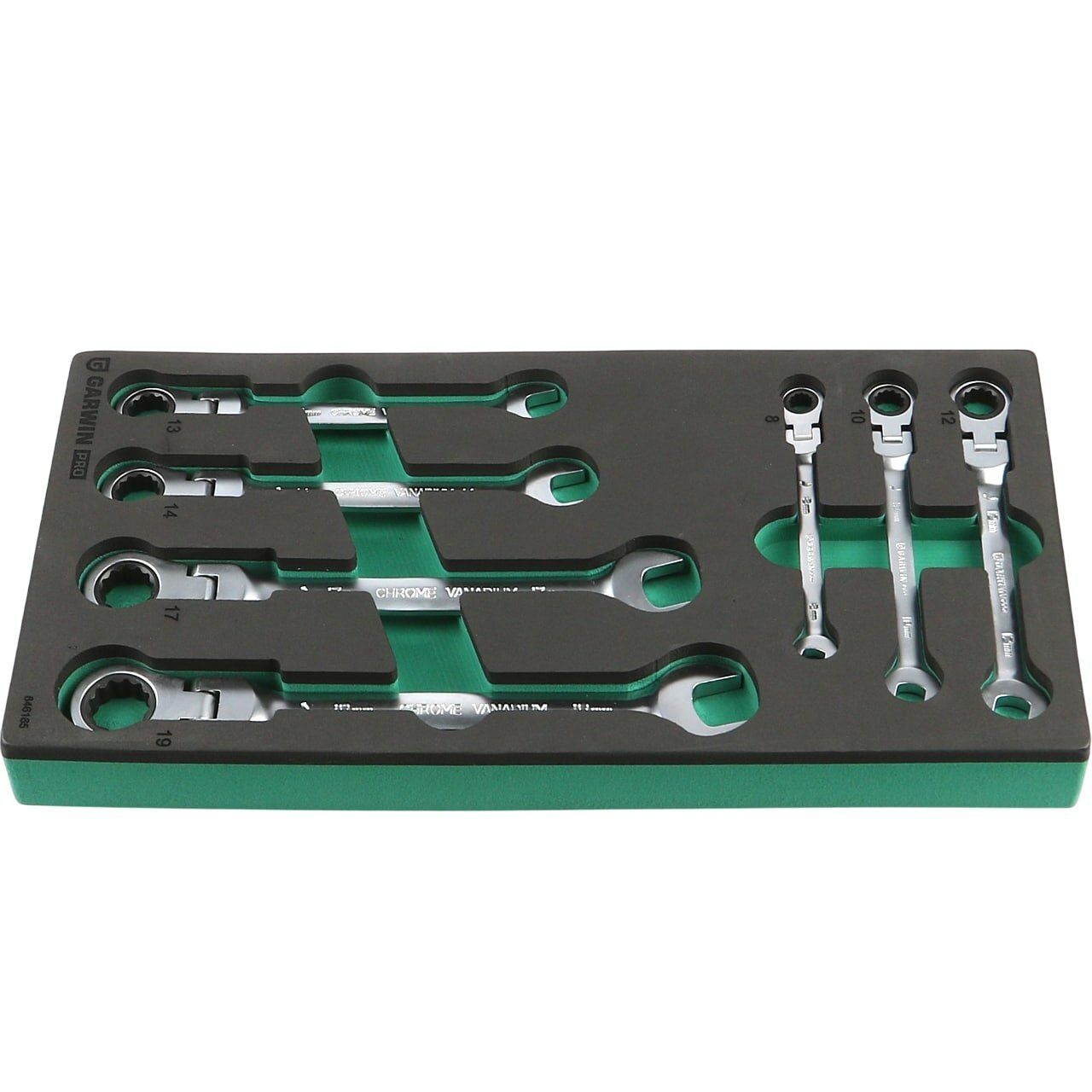 GARWIN PRO 646165 Набор ключей комбинированных трещоточных с шарниром 7 пр. в ложементе EVA