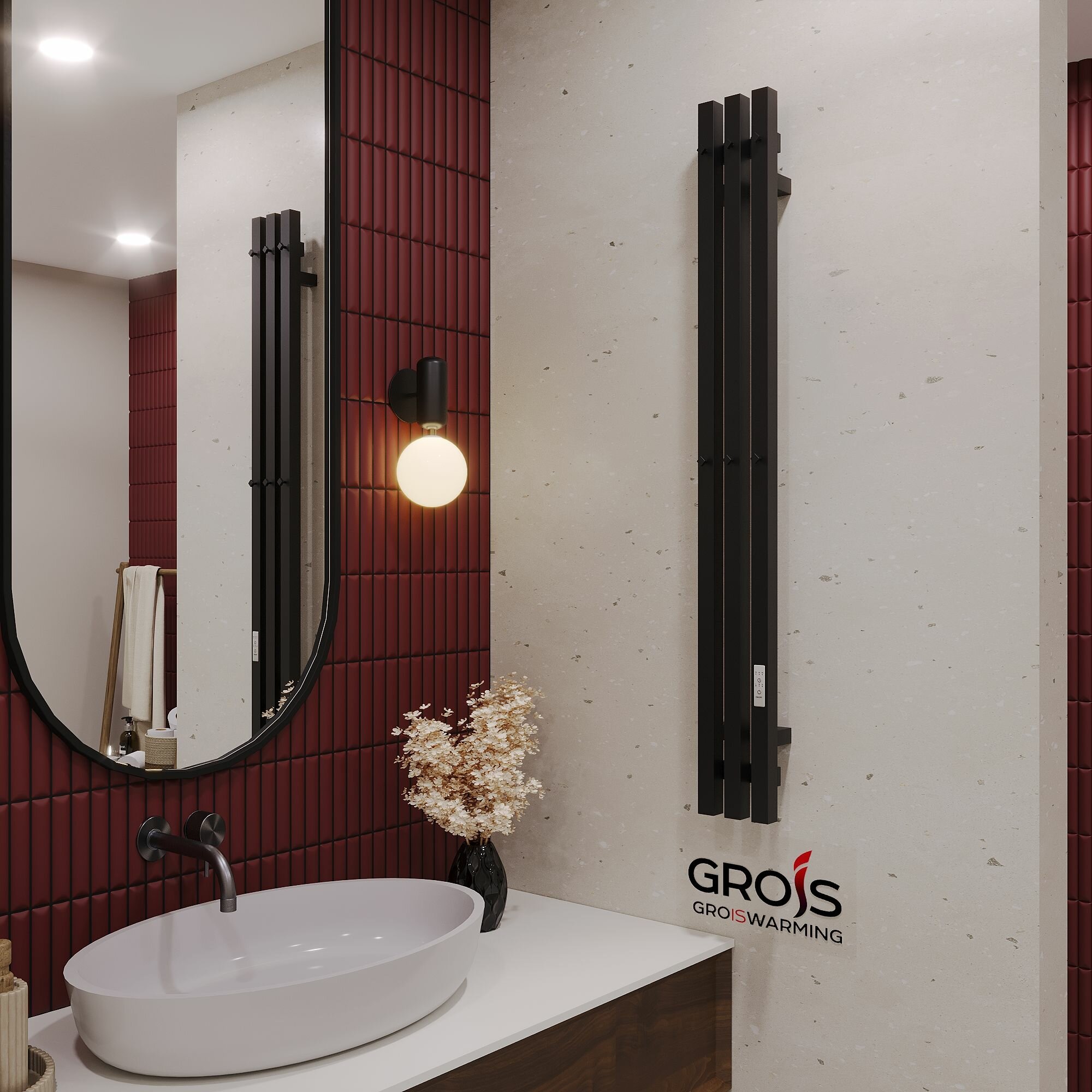 Полотенцесушитель электрический Титан-3 GR-163 130х1150мм черный матовый правый