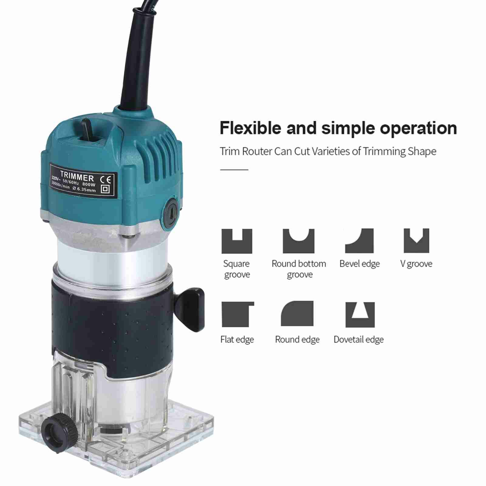 Компактный ручной фрезер 800W, 220V, с 15 фрезами