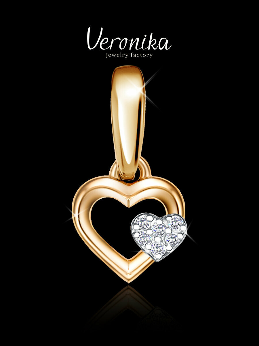 Подвеска, серебро, 925 проба, золочение, фианит