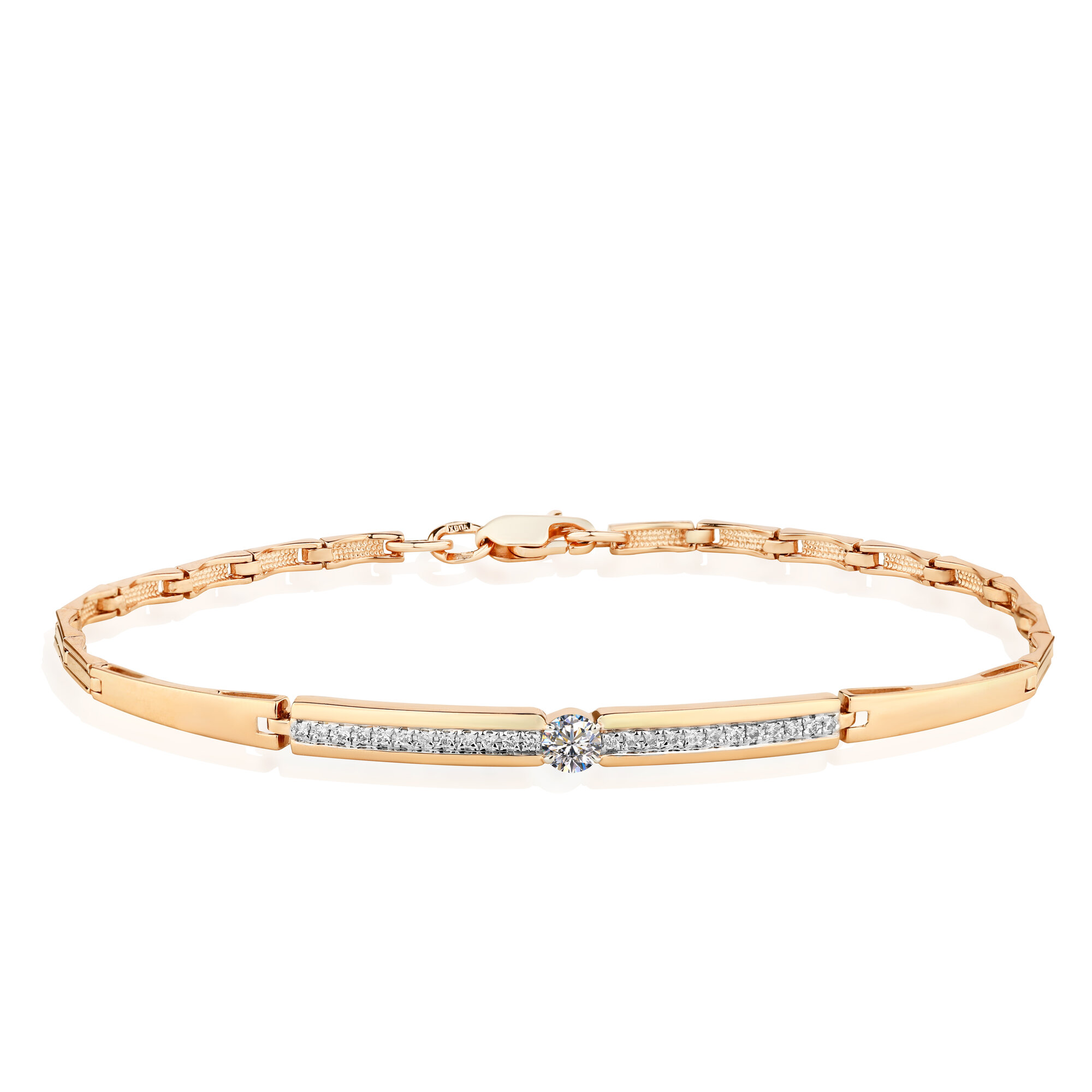 Браслет, красное золото, 585 проба, бриллиант