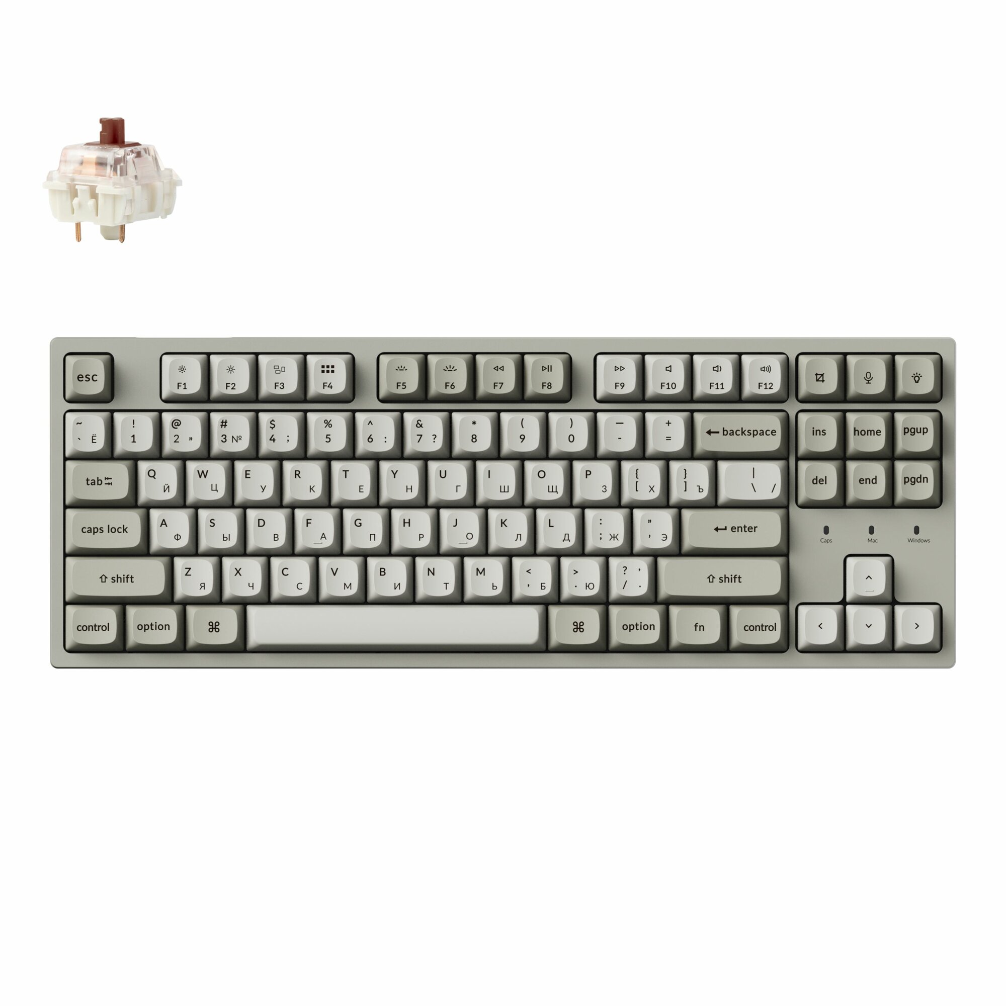 Механическая клавиатура Keychron C1 Pro 8K (80%) - проводная (тактильные св. Keychron Super Brown)