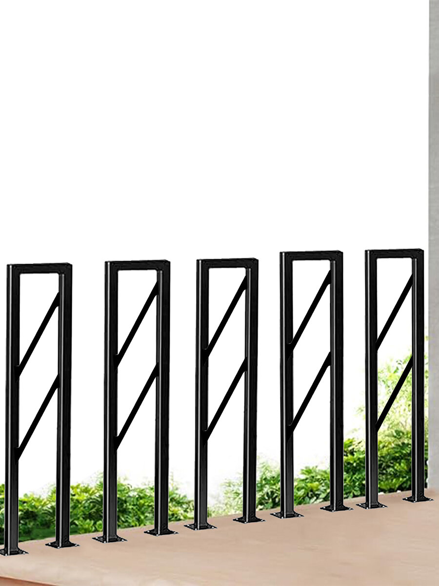 Кованые перила для лестницы черные, металлические U - образные поручни, крыльцо, сад, чердак, уличная лестница