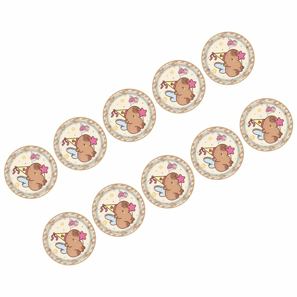10шт, Милая посуда для празднования дня рождения Капибары Capybara birthday party-7-дюймовая тарелка