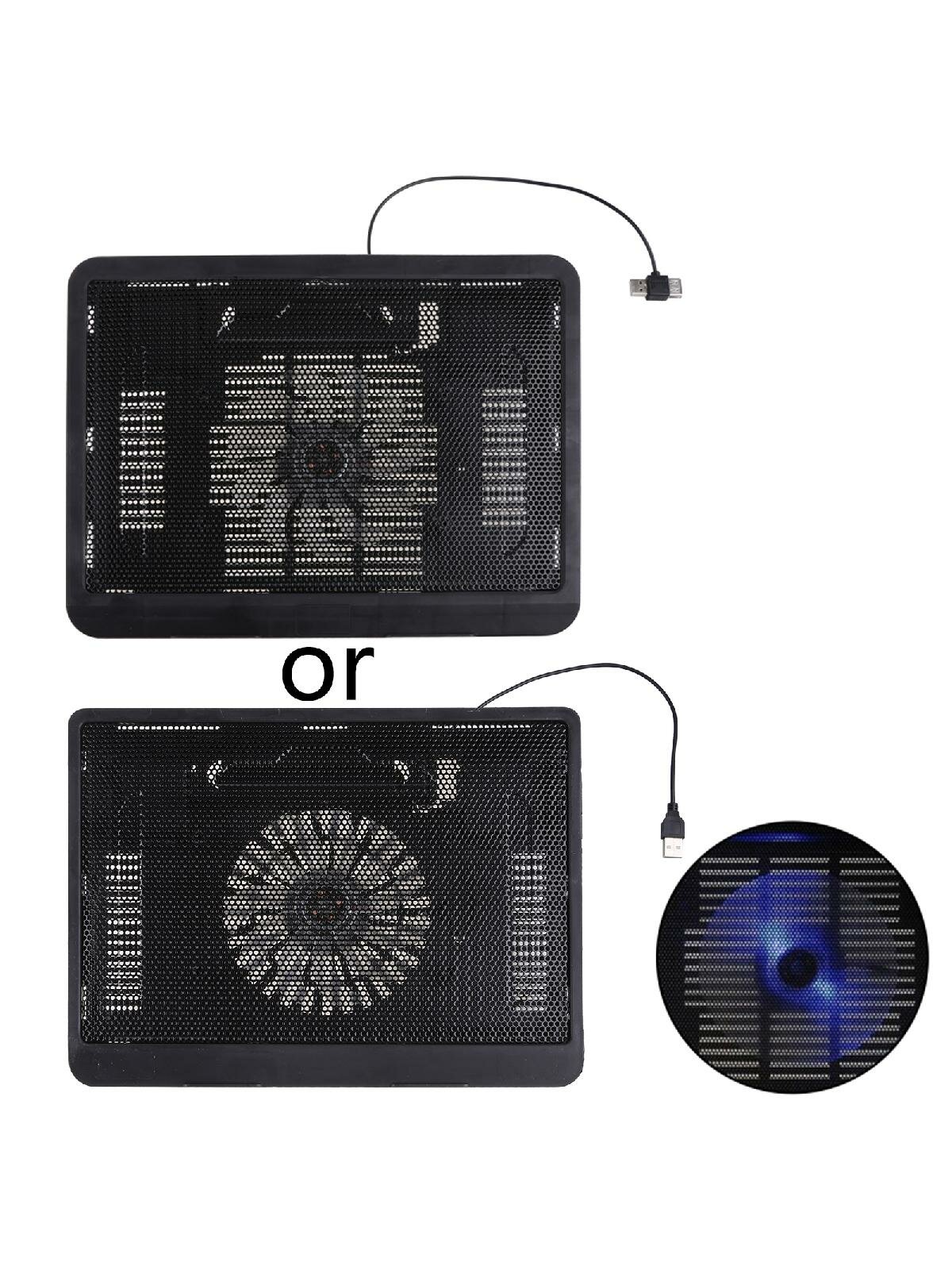 Laptop Cooling Pad Portable 2 USB Powered, Laptop Notebook Cooler Stand Chill Mat with 1 Blue LED Fans, Fits 12-14”