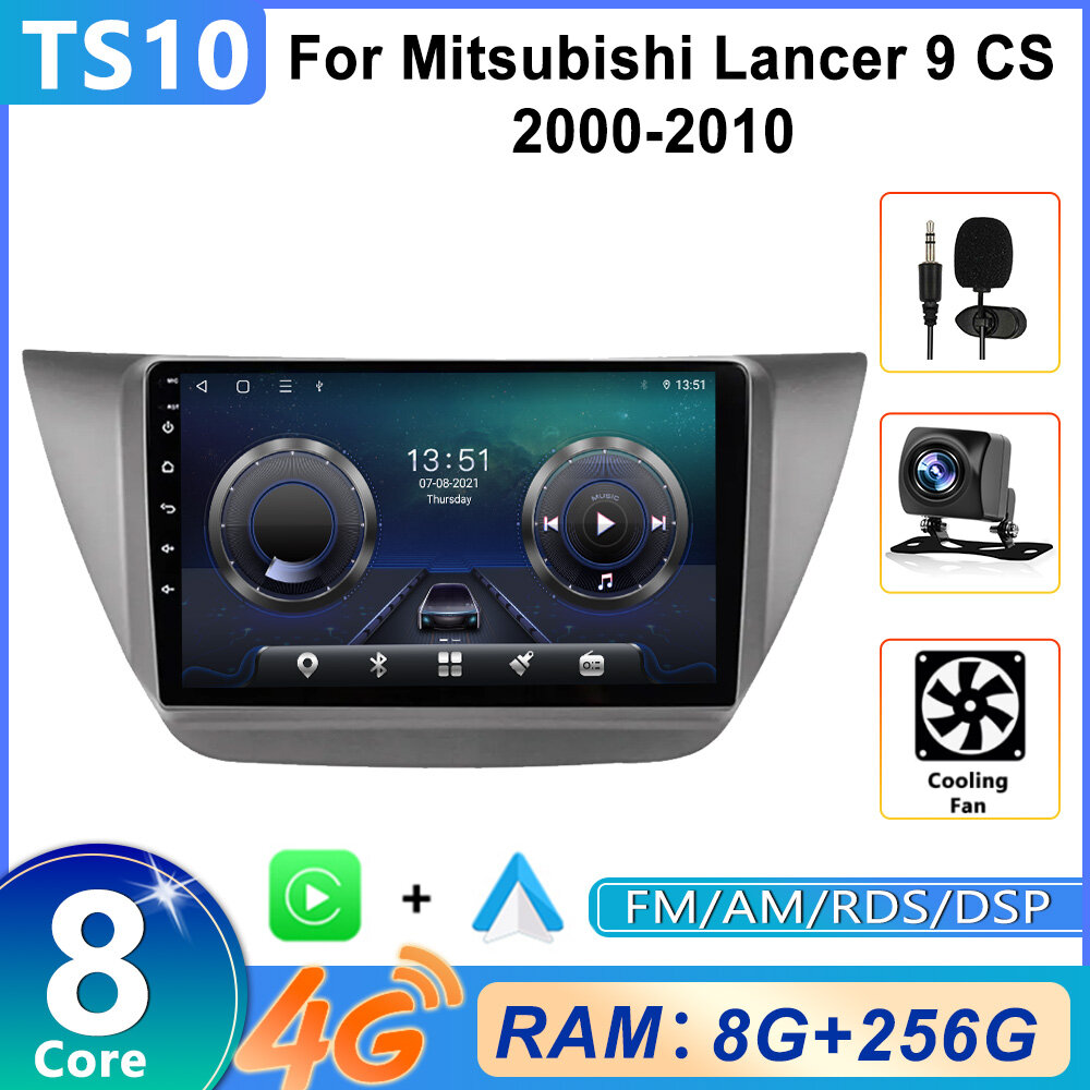 Магнитола для Mitsubishi Lancer 9 CS 2000-2010/ Автомагнитола Андроид Мицубиси Лансер 9 CS 2000-2010 4G-SIM Wifi Bluetooth Gps навигатор Мультимедиа автомабиля