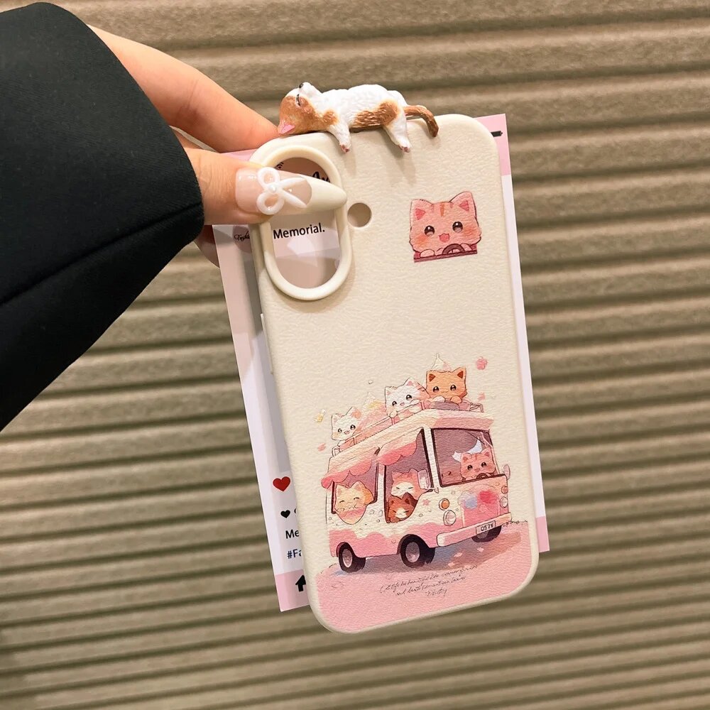 3D-чехол Для Телефона С Мультяшным Котом Для iPhone 17/16/15/11/12/13/14 Pro iPhone 16, IF69 SP60