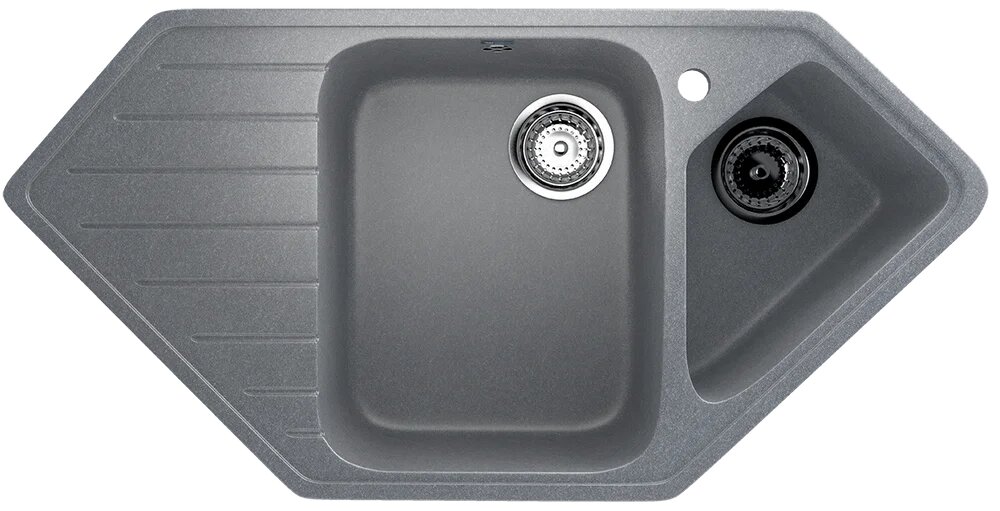 Мойка кухонная Ulgran U-409 -342 угловая, 50x97, мойка для кухни, с крылом, серая, трапеция, матовая
